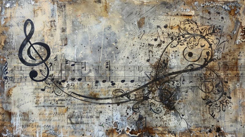 Grunge Musical Notes Abstract Background Stock Photo - Image of ...