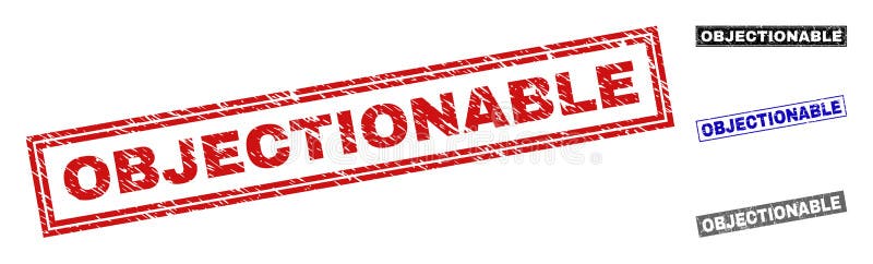 Grunge OBJECTIONABLE Scratched Rectangle Stamps Stock Vector ...