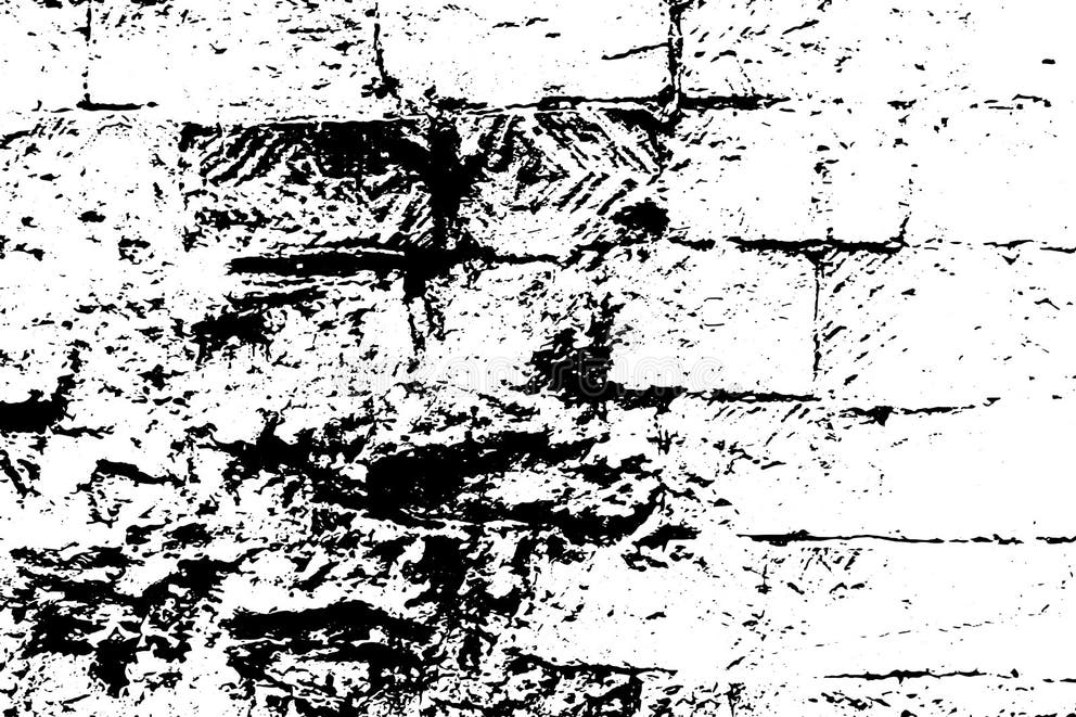Grunge Old Brick Texture. Vector Black and White Illustration Stock ...