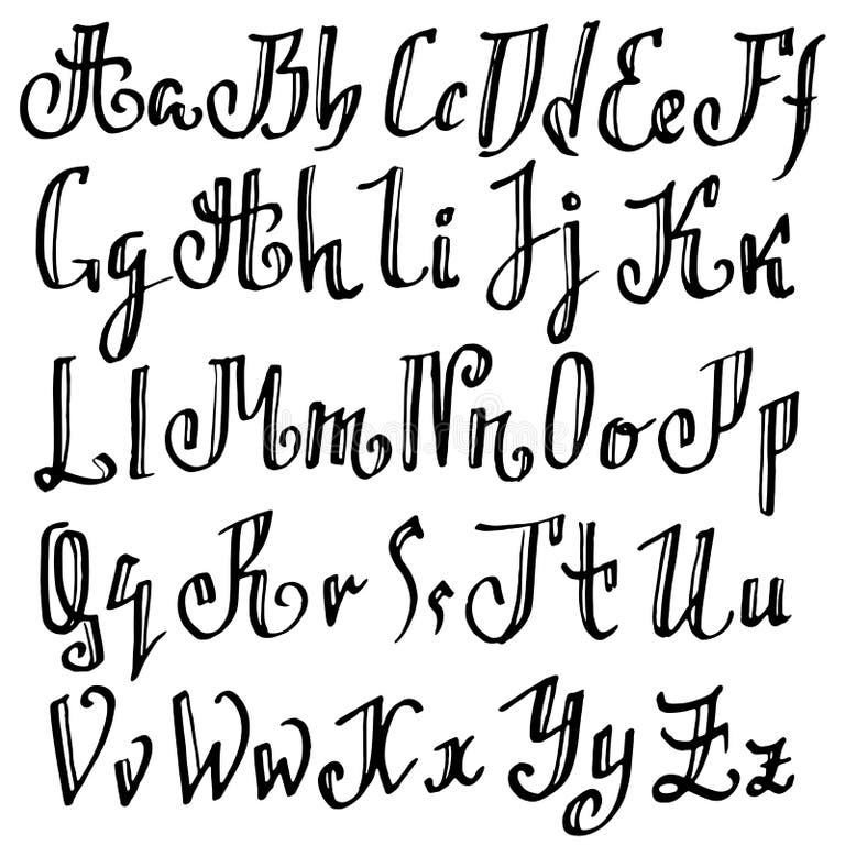 Grunge Old Pen Gothic Font. Blackletter Script. Vector Illustration ...