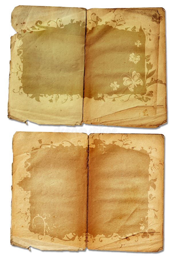 Grunge Book Page with Swirl Designs Stock Illustration - Illustration ...