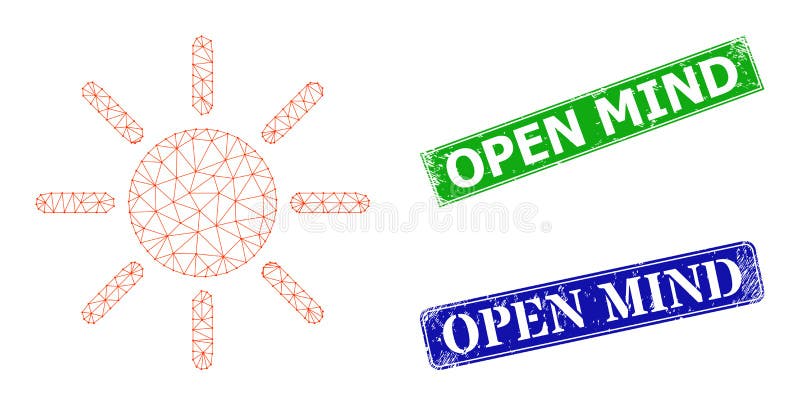 Grunge Open Mind Stamps and Triangular Mesh Brightness Icon Stock ...