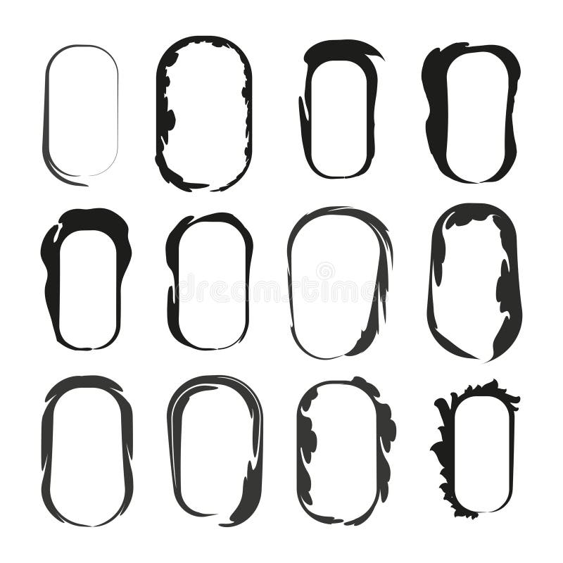 Grunge Oval Frame. Bold Brush Outline. Artistic Textured Shape Stock ...