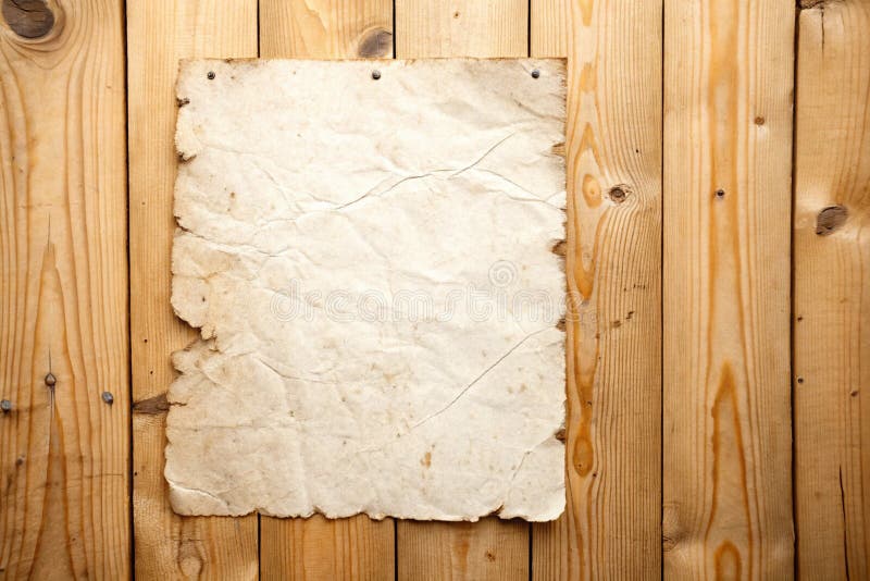 Grunge Paper Notice on Wooden Wall Background Stock Illustration ...