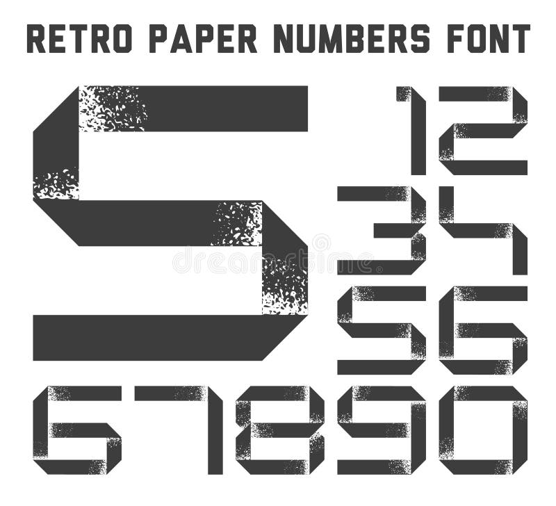 Grunge Paper Ribbon Numbers Font Stock Illustration - Illustration of ...