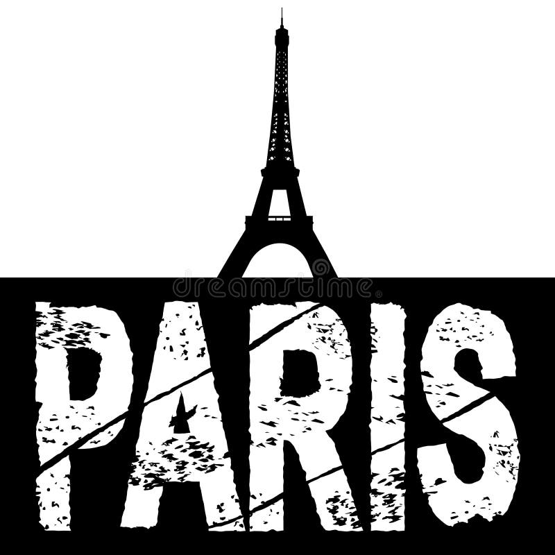 Grunge Paris Text Eiffel Tower Stock Vector - Illustration of skyline ...