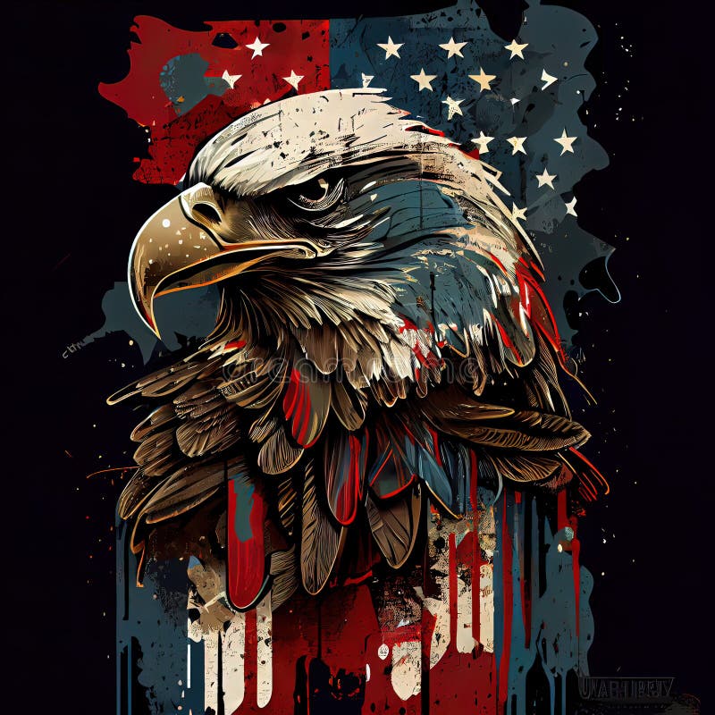 Grunge Patriotic American Bald Eagle - Ai Generated Stock Illustration ...