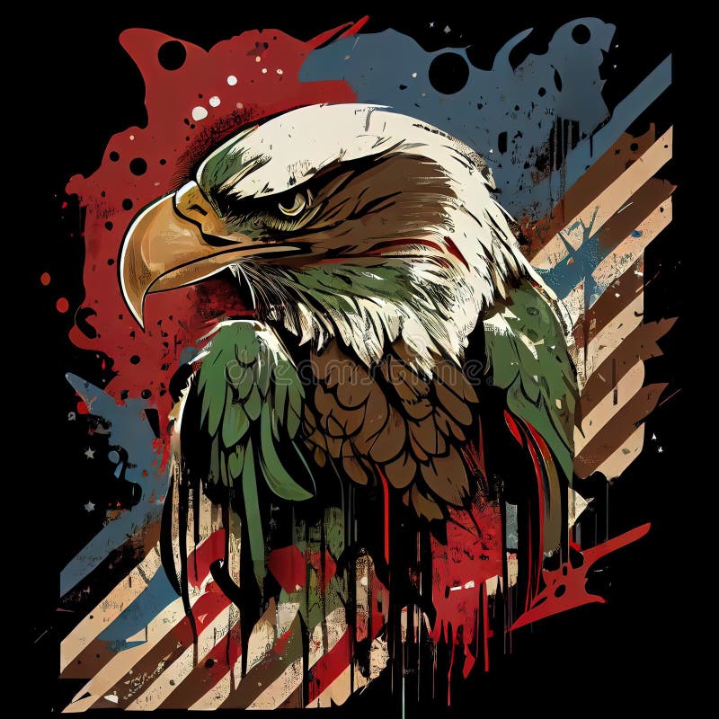 Grunge Patriotic American Bald Eagle - Ai Generated Stock Illustration ...