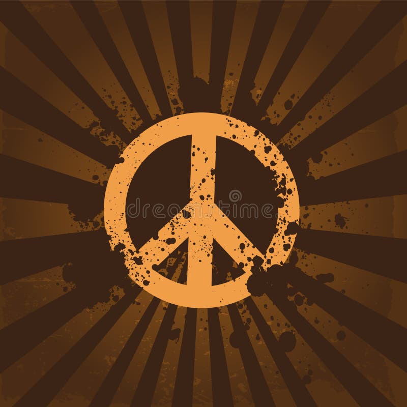 Red Peace Symbol Created in Grunge Style. Stock Vector - Illustration ...