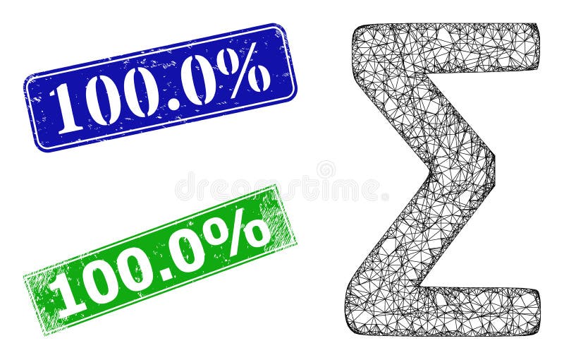 Grunge 100.0 Percent Imprints and Triangular Mesh Sigma Greek Symbol ...