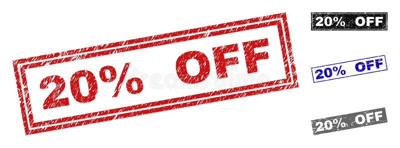 Grunge 20 Percent OFF Scratched Rectangle Stamp Seals Stock Vector ...