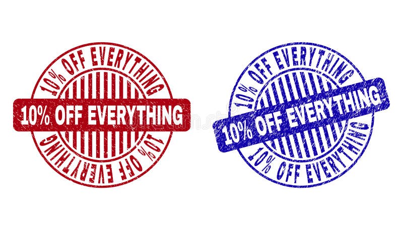 Grunge 10 Percents Off Everything Scratched Round Stamp Seals Stock