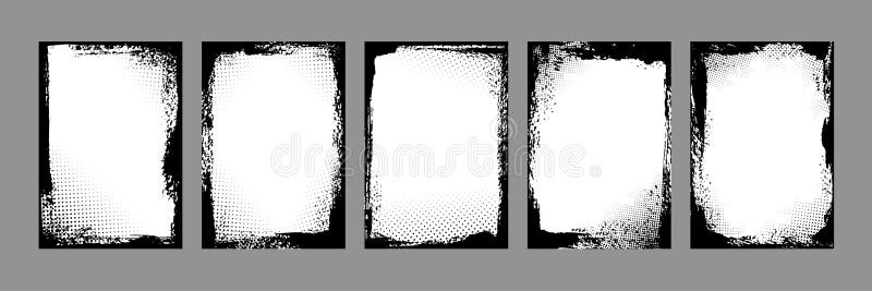 Grunge Photo Frames. Vertical Grunge Halftone Rectangle Frame with ...