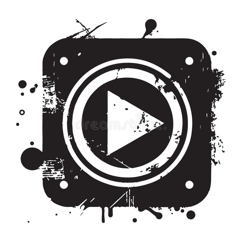 Grunge Play Button Vector Illustration for Media Design Project Stock ...