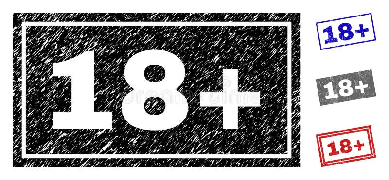 Grunge 18 Plus ADULTS only Textured Rectangle Stamps Stock Vector ...