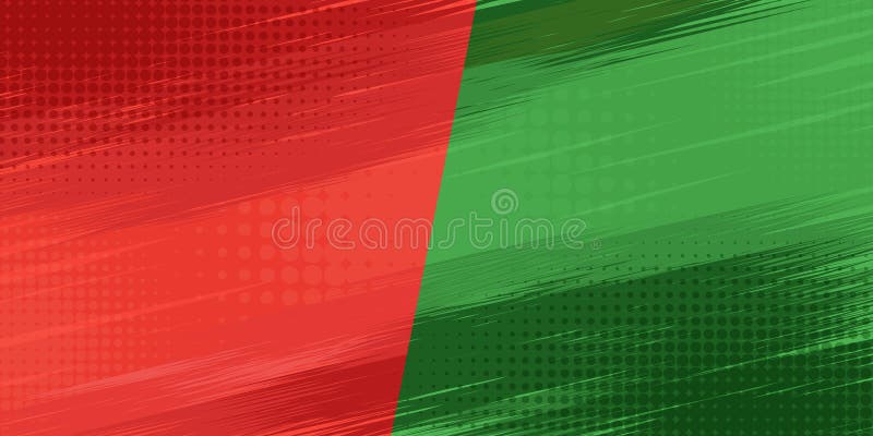 Grunge Pop Art Comic Versus Background with Dotted Red and Green Color ...