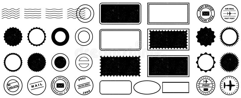 Grunge Postage Stamp Collection. Set of Post Stamp Stock Vector ...