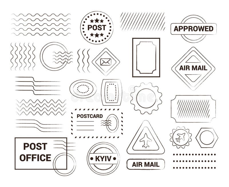 Grunge Postage Stamp Collection. Set of Post Stamp. Retro Grunge ...