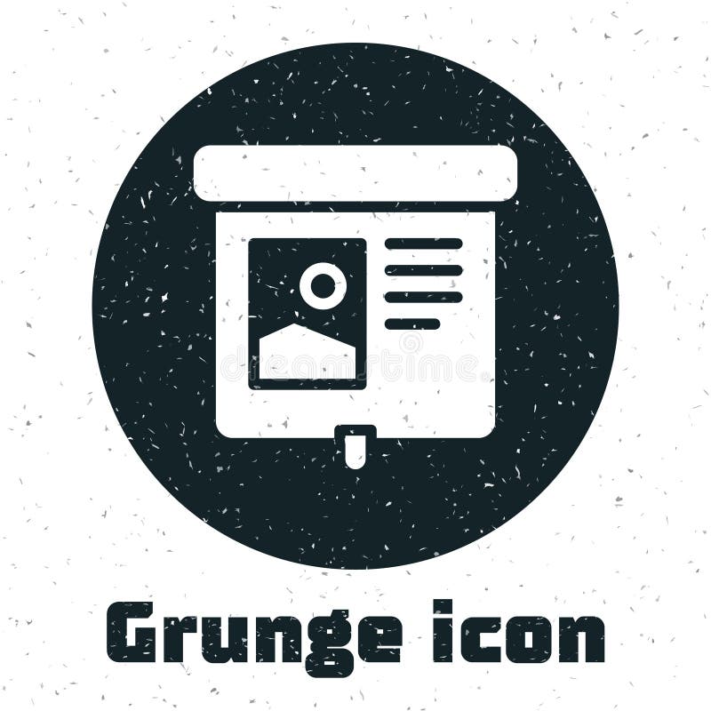 Grunge Projection Screen Icon Isolated on White Background. Business ...
