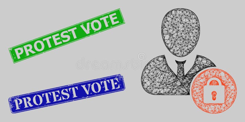 Grunge Protest Vote Imprints and Network Locked User Mesh Stock Vector ...