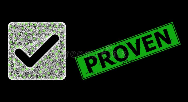 Grunge Proven Badge and Hatched Confirmation Checkbox Mesh with Bright ...