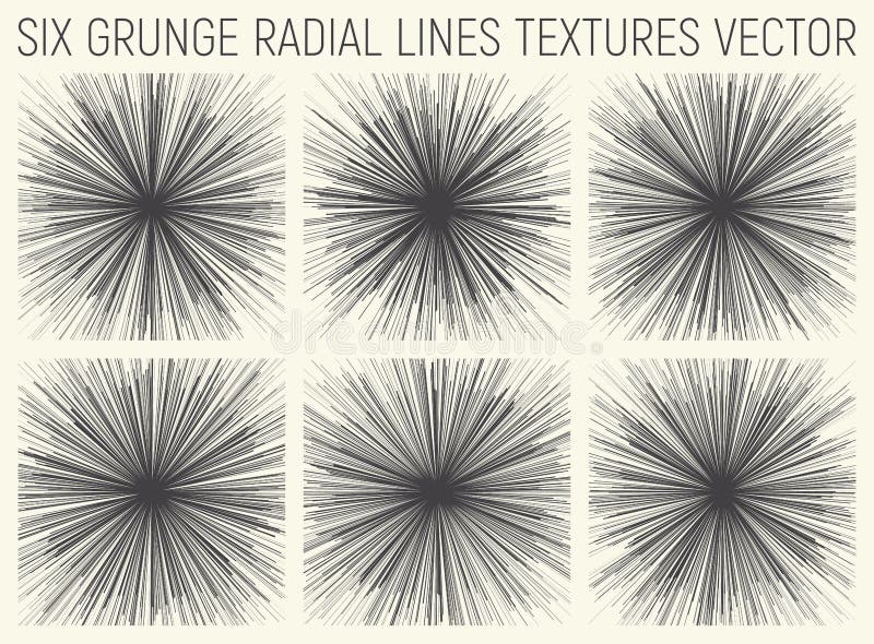 6 Grunge Radial Lines Textures Vector Stock Vector - Illustration of ...