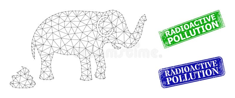 Grunge Radioactive Pollution Stamp Seals and Triangular Mesh Elephant ...