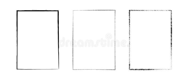 Grunge Rectangle Frame Set. Dotted, Stippled and Paint Brush Black ...