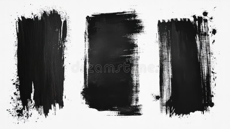 Grunge Rectangle Frame Set with Multiple Paint Brushes on Canvas Stock ...