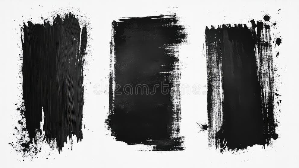 Grunge Rectangle Frame Set with Multiple Paint Brushes on Canvas Stock ...