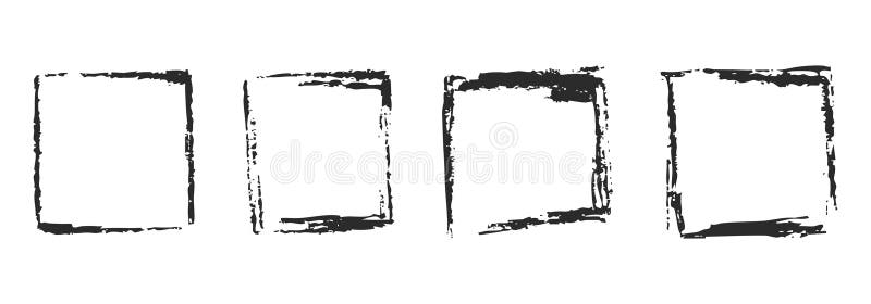 Grunge Rectangle Frames with Textured Edges, Paint Brush Ink Graffiti ...