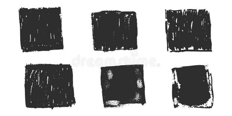 Grunge Rectangle Frames with Textured Edges, Paint Brush Ink Graffiti ...