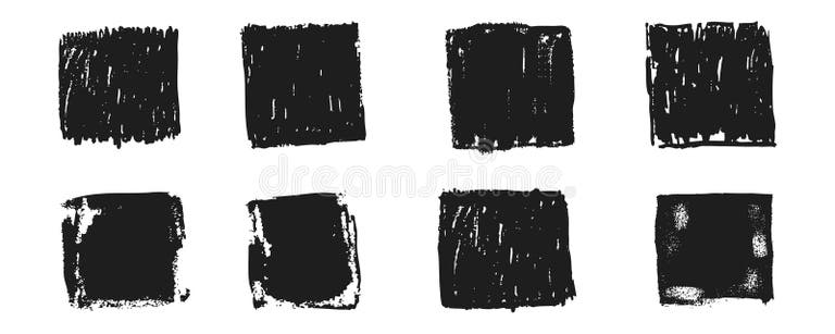 Grunge Rectangle Frames with Textured Edges, Paint Brush Ink Graffiti ...
