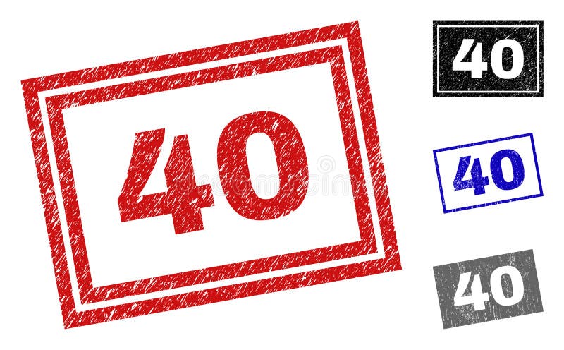 Grunge 40 Scratched Rectangle Stamp Seals Stock Vector - Illustration ...