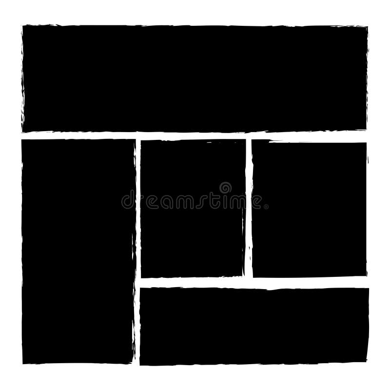 Grunge Rectangles Vector. Black Rough Edges. Abstract Brush Stroke ...