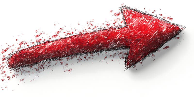Grunge Red Arrow Pointing Right Isolated on White Expressing Direction ...