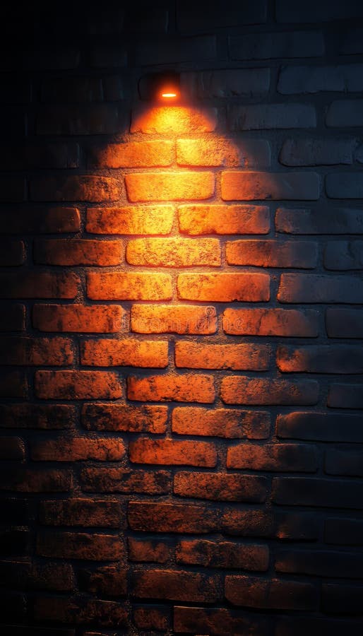 Grunge Red Brick Wall with Dramatic Spot Lighting, Abstract Background ...