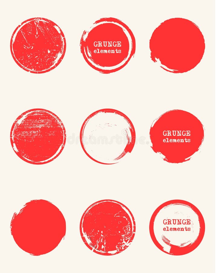 Grunge Red Shapes Set. Abstract Vector Illustration Stock Vector ...