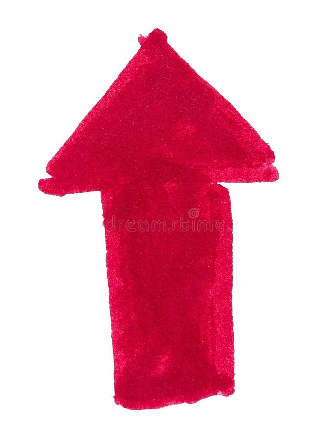 Grunge Red Marker Pen Hand-Drawn Arrow Isolated on White Background ...