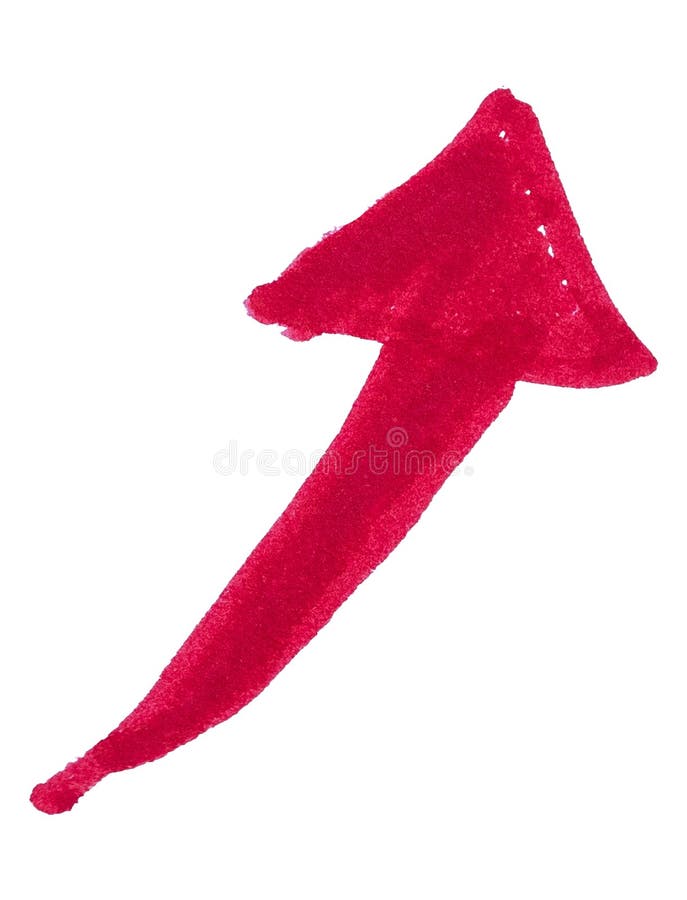 Grunge Red Marker Pen Hand-Drawn Arrow Isolated on White Background ...