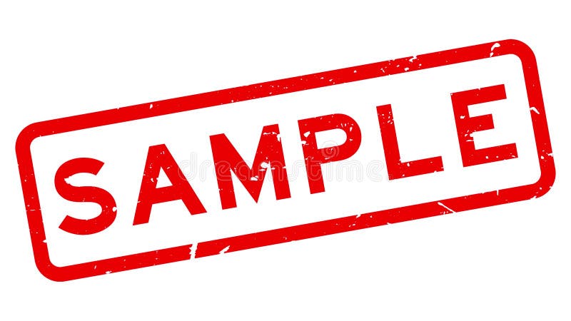 Grunge Red Sample Word Square Rubber Stamp Zoom on White Background ...