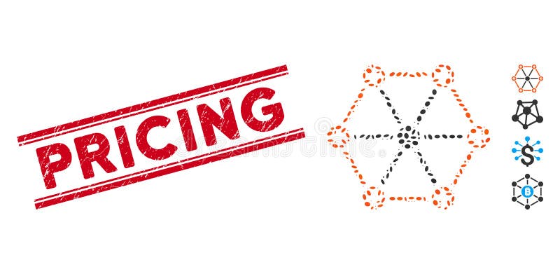 Textured Pricing Line Seal with Collage Medical Network Icon Stock ...