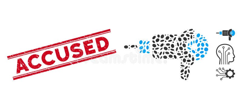 Grunge Accused Line Stamp and Collage Angle Grinder Icon Stock ...