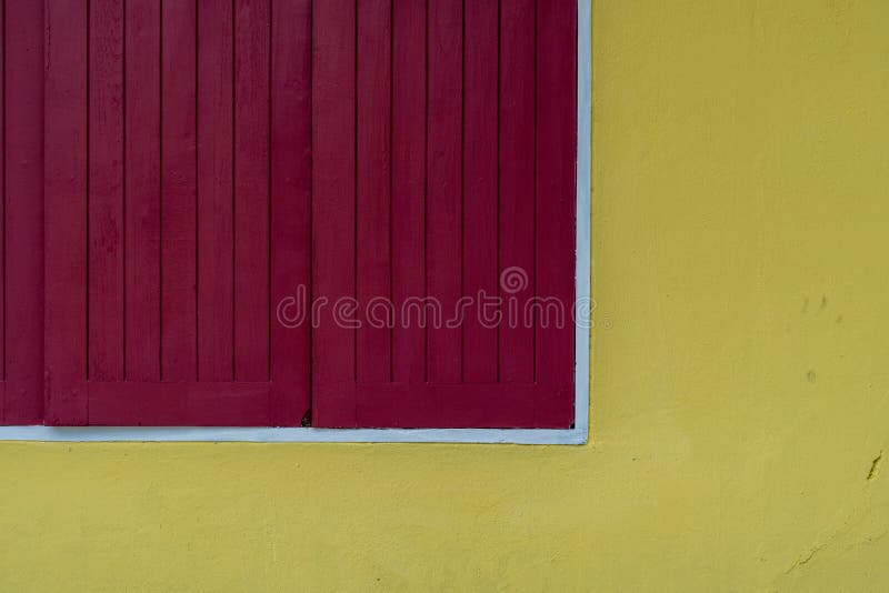 Grunge Red Windows with Yellow Wall Stock Image - Image of frame, space ...