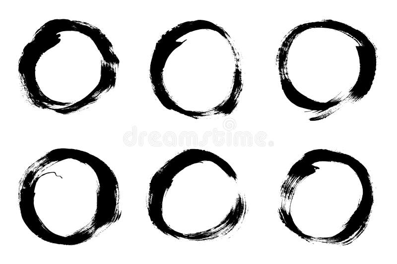 Grunge Round Circles. Hand Draw Grunge Brush Stroke Paint Circles Set ...