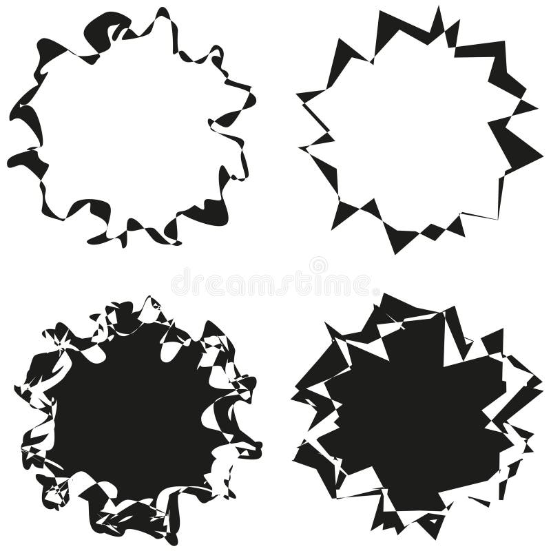 Grunge Round Forms. Black Vector Contours. Irregular Circle Icons ...