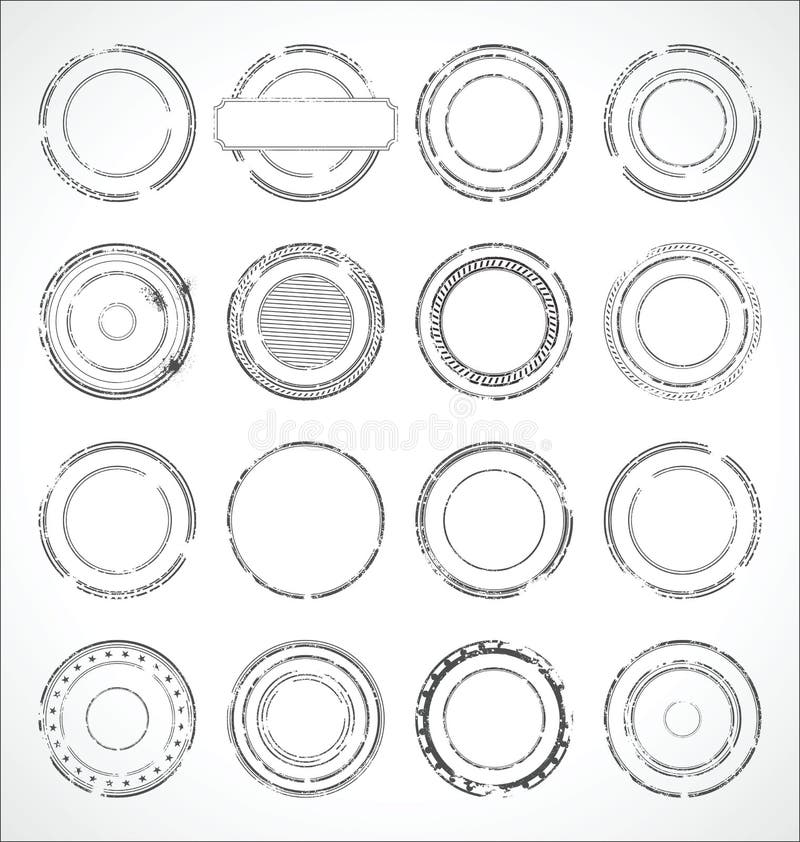 Grunge Round Paper Stickers Black and White Vector Stock Illustration ...