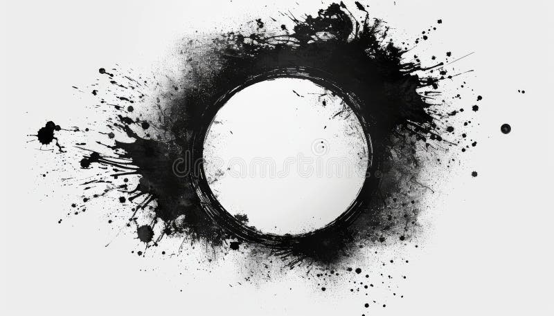 Grunge Round Shapes on Isolated Background. Black Circle Ink Blot Stock ...