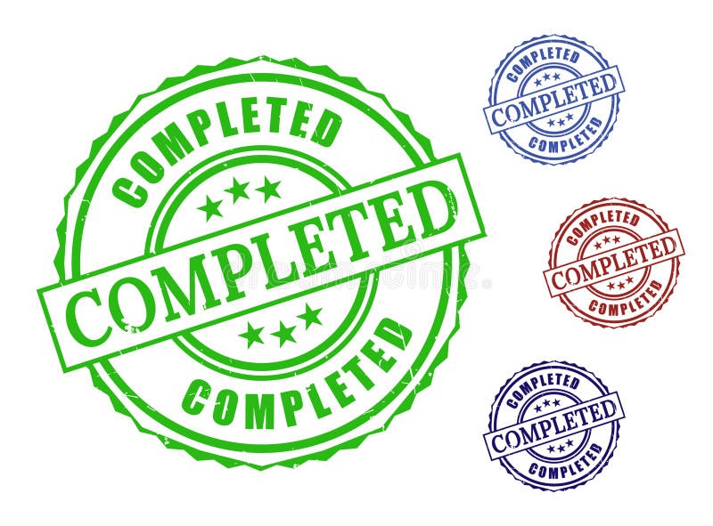 Grunge Rubber Completion Stamps, Task Done Label Vector Set Stock ...
