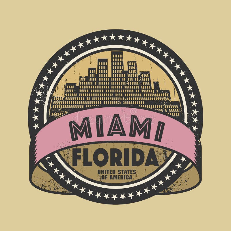 Grunge Rubber Stamp or Label with Name of Miami, Florida Stock Vector ...